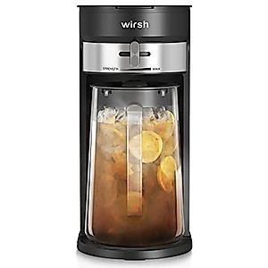 wirsh Iced Tea Maker, Iced Coffee Maker with 85 Ounce Pitcher, Strength Control and Reusable Filter, Perfect For Iced Coffee, Latte, Tea, Lemonade, Flavored Water, Black