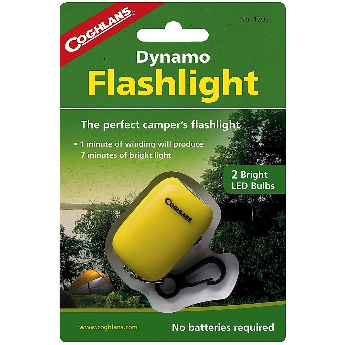 Coghlan's Dynamo Flashlight LED Hand Crank Emergency Light w/Clip (2-Pack)