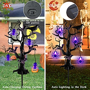 2 Pack Solar Halloween Stake Lights for Decoration, Mental Waterproof Solar Pathway Lights for Porch Garden Lawn Yard Outdoor