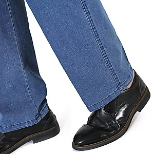 IDEALSANXUN Mens Elastic Waist Jeans Light Blue Jeans Relaxed Fit Stretch Jeans(Light Blue, 36x32)