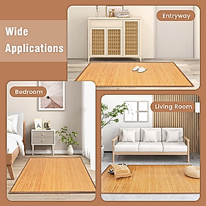 COSTWAY Bamboo Area Rug, 5'x8' Natural Bamboo Floor Mat with Anti-Slip Backing, Indoor Roll-up Runner Rug, 96"x60" Anti-Skid Large Floor Carpet for Bedroom Living Room Entryway Indoor