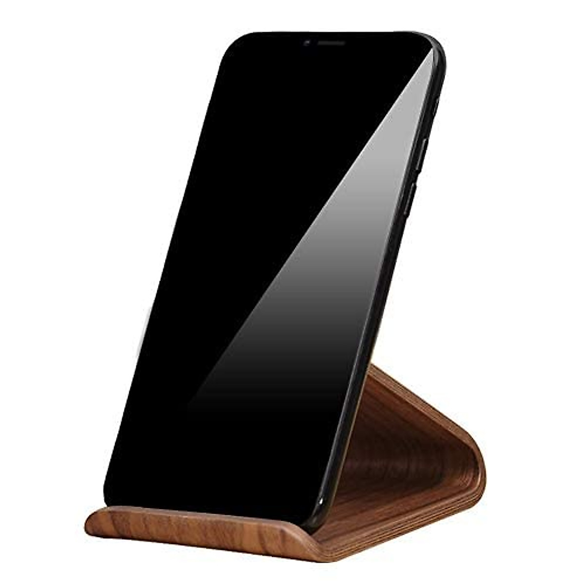 SAMDI Cell Phone Stand, iPhone Wood Dock: Cradle, Holder for Switch All Android Smartphone, iPhone 6 6s 7 8 X Plus 5 5s 5c Accessories Desk - ( Black Walnut )