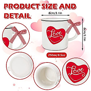 Whaline 6Pcs Valentine's Day Mini Coffee Mug with Ribbon Red Heart Mini Mug Love Be My Valentine Tiered Tray Decor for Valentine's Day Anniversary Table Centerpieces Decoration