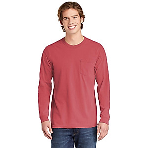 Comfort Colors 6.1 oz. Long-Sleeve Pocket T-Shirt (C4410) Crimson L