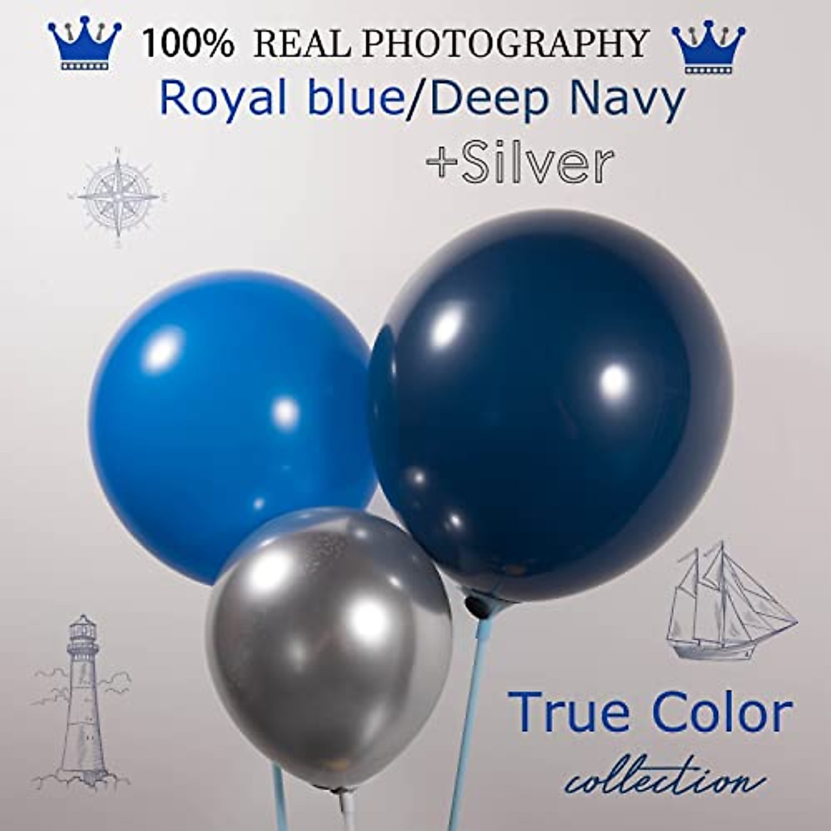 Navy Royal blue Silver balloon Garland Kit 160 PCS dark blue Balloons Arch for boy birthday decorations 50th Men Bithday supplies