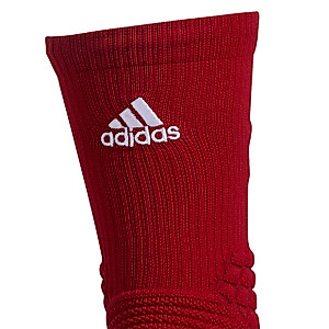 adidas Select Basketball Crew Socks (1 Pair) for Team Sports, Boys Girls Men Women, Power Red/White, Medium