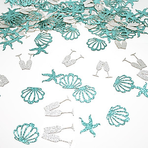 200Pcs Last Toast on the Coast Confetti - Coastal Bachelorette Party Decorations, Champagne Cup Shells Starfish Confetti for Summer Beach Bridal Shower Bachelorette Wedding Party Favors