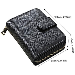 Beurlike Women's RFID Credit Card Holder Organizer Case Leather Security Wallet (Black)