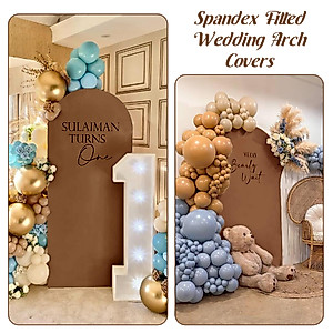 Spandex Fitted Wedding Arch Cover Set of 3 White Arch Backdrop Cover, Round Top Chiara Backdrop Stand Covers for Wedding Birthday Party Baby Shower Banquet Arch Decoration (White, 6FT,6.6FT,7.2FT)