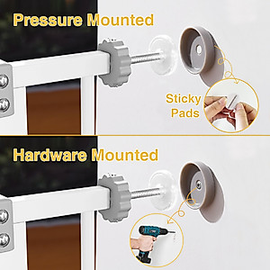 InnoTruth 29-39.6" Width Auto Close Dog Gate, 30" Tall Wide Baby Gate for Pets, Extra Wall Pressure or Hardware Mounted for Stairs, Doorways, Bedrooms, Safety Child No Drill Walk Through Gate, White