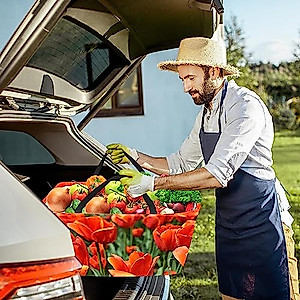 KQNZT Reusable Grocery Bags, Large Foldable Reusable Shopping Tote Bags Bulk for Groceries, Waterproof Kitchen Cloth Produce Bags with Long Handles, Red Tulip Spring