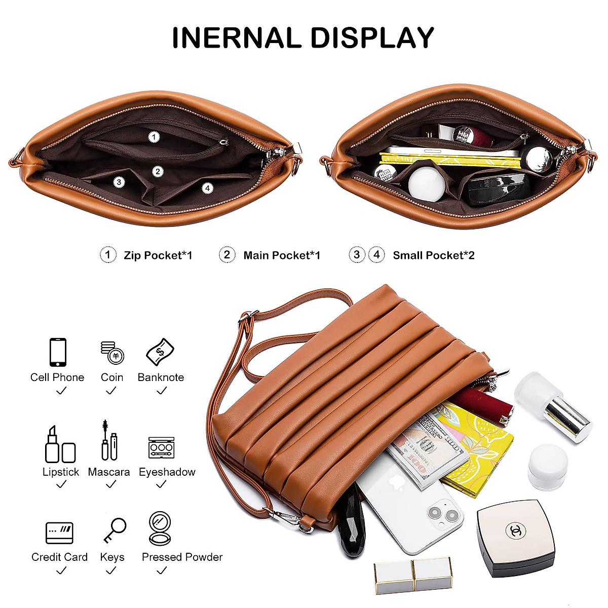 Small Crossbody Shoulder Bag for Women, Trendy Simple Shoulder Purses, Clutch Wallet with Wristlet Strap…