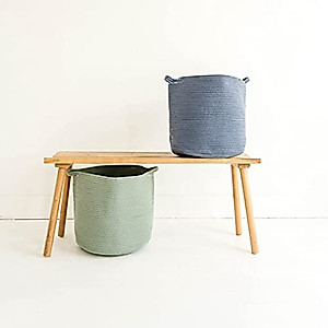 Natemia Rope Storage Basket- Nursery Bin and Toy Organizer (15”x15”x14”), Laundry Basket, Basket for Towels, Pillows and Blankets