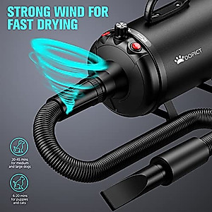 Pet Dryer, 5.2HP/3800W Pet Grooming Dryer with Adjustable Speed and Temperature Control Dog Blow Dryer, Pet Hair Dryer with 3 Nozzle