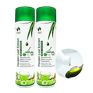 Vanilla of the East, Fresh Natural Asian Gourmet Baking Ingredient, Natural Flavor, Natural Color Chlorophyll of Pandan Leaf Extract Concentrate for Bakery & Beverage (200g) 2 Bottles LY