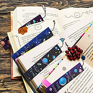 Space Theme Bookmarks with Metal Charms Planet Rocket Space Ship Theme Bookmarks Inspirational Quotes Bookmarks Cards for Space Party Favors Students Kids Adults Encouragement (20 Pieces)