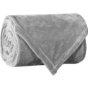 Comfort Lab Plush Flannel Throw Blanket - Soft, Lightweight, Giftable Fleece Blanket for Couch, Bed & Home Decor - Anti Pilling and Non Shedding Fleece Couch Throw - Kids/Pet (40" x 50") - Grey