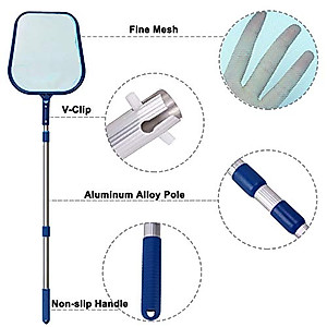IronBuddy Pool Skimmer Net with 17-41 inch Telescopic Pole Leaf Skimmer Fine Mesh Rake Net for Swimming Pool Hot Tub Spa Pond Cleaning