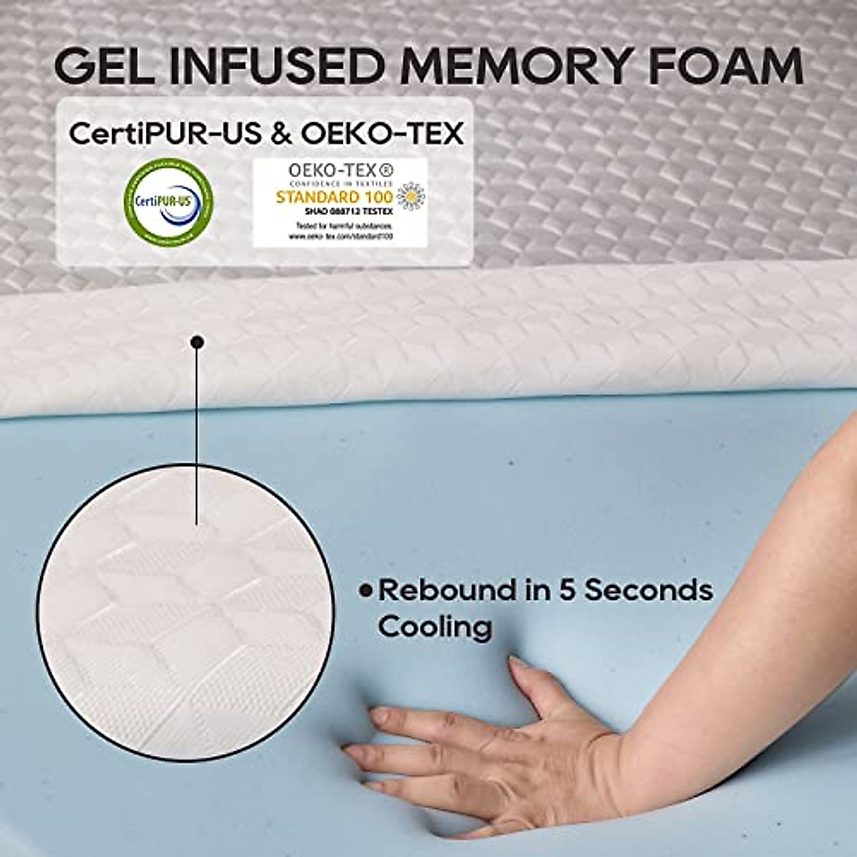 Gel Infused Memory Foam Mattress Topper with Breathable Bamboo Cover - 3 Inches Soft Mattress Pad for Mattress Upgration, Zero Pressure Mattress Topper for Back Pain Relief, Queen 60"x80"x3"