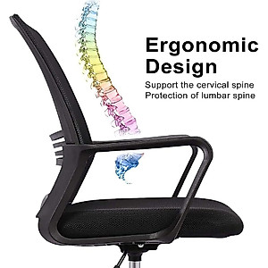 Desk Chairs Set of 8, Office Mesh Chair with Wheels Lumbar Support Rocking Ergonomic for Bedroom Living Room Home Executive Office Computer Chair Swivel Adjustable 36-40inch Black