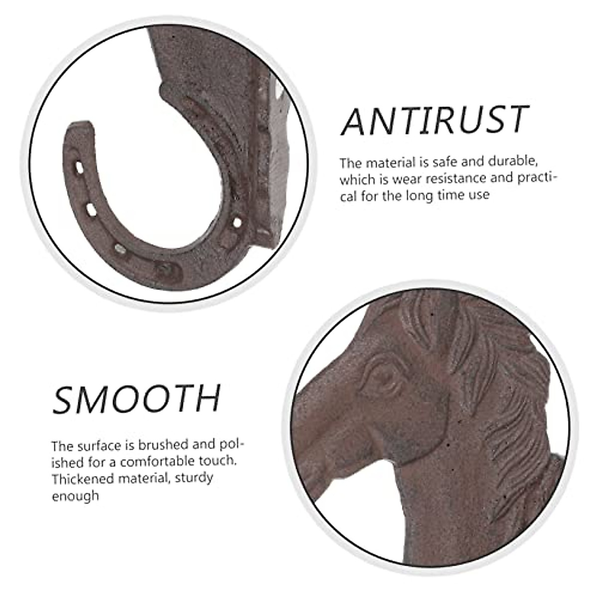 Yardwe Towel Hooks 2pcs Hook Metal for Single Key Mounted Scarf Antique Duty Retro Bag Iron Shaped Cast Style Hooks Hanging Horse-head Craft Cup Decorative Animal Horse Clothes Gift Coat Towel Hook