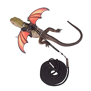 ADOGGYGO Bearded Dragon Lizard Leash Harness - Adjustable Cool Leather Wing Lizard Reptile Harness Leash for Bearded Dragon Lizard Reptiles (Orange)