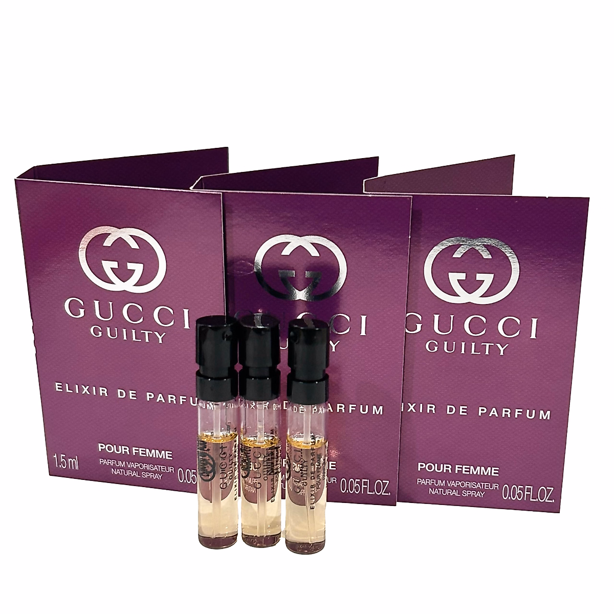 Gucci Guilty Elixir Sample Perfume Women Elixir Parfum Sample Pour Femme Spray 1.5 ml / 0.05 oz - set of 3