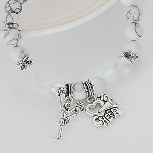 HUTIMY Cheer Bracelet Beads Bracelets Gifts Ideas for Cheer Team Jewelry Teens Cheerleading Bracelet