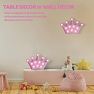 Ganrami Crown Pink Decor, Princess Decor for Girls Room, Princess Party Decorations, Birthday Decor, Battery Powered Night Light for Girls
