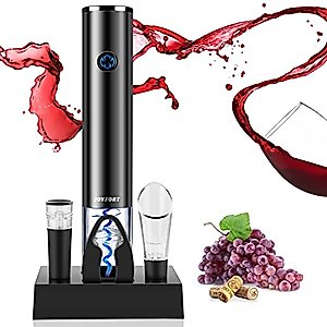 Joyfort Electric Wine Opener Set, Wine Bottle Opener with Charging Base, Automatic Corkscrew with Aerator, Pourer and Foil Cutter,for Wine Lover Gift