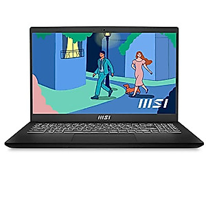 MSI Modern 15 15.6" Ultra Thin & Light Business Laptop: Intel Core i5-1235U Intel Iris Xe 8GB DDR4 512GB NVMe SSD, 180-Degree Lay-Flat, USB Type-C, MicroSD Card Reader, Win 11 Home: Black B12M-014