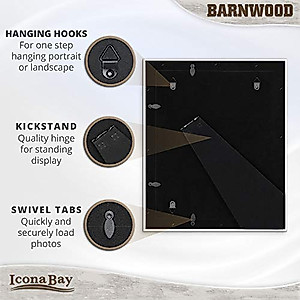 Icona Bay 8x10 Pony Gray Picture Frame, Country Rustic Style 8 x 10 Photo Frame, Table Top or Wall Mount, Barnwood Collection