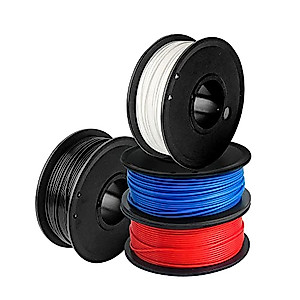 4 Pack PLA 3D Printer Filament, 4 Color PLA 3D Printer Filament 1.75mm in Total 1kg, Dimensional Accuracy +/- 0.02 Mm for 3D Printing(White, Red, Black, Blue)