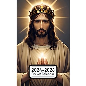 Pocket Calendar 2024-2026: Two-Year Monthly Planner for Purse , 36 Months from January 2024 to December 2026 | Jesus Christ | Hope and light