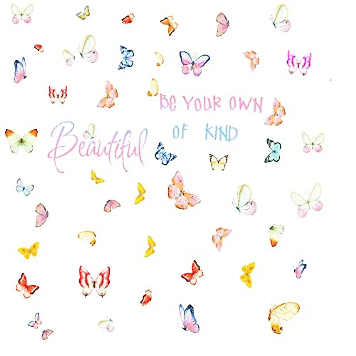 IARTTOP Luminous Butterfly Wall Decal, Inspirational Quotes-Be Your Own of Kind Peel and Stick Murals, Romantic Glow Butterflies Theme Wall Sticker for Girls Bedroom Nursery Kids Room Decoration