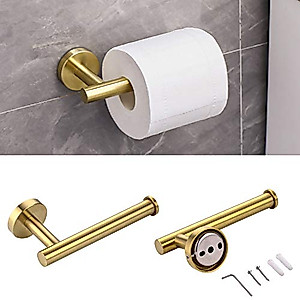 Ntipox 4 Piece Brushed Gold Stainless Steel Bathroom Hardware Set Include Hand Towel Ring, Toilet Paper Holder,and 2 Robe Towel Hooks,Bathroom Accessories Kit
