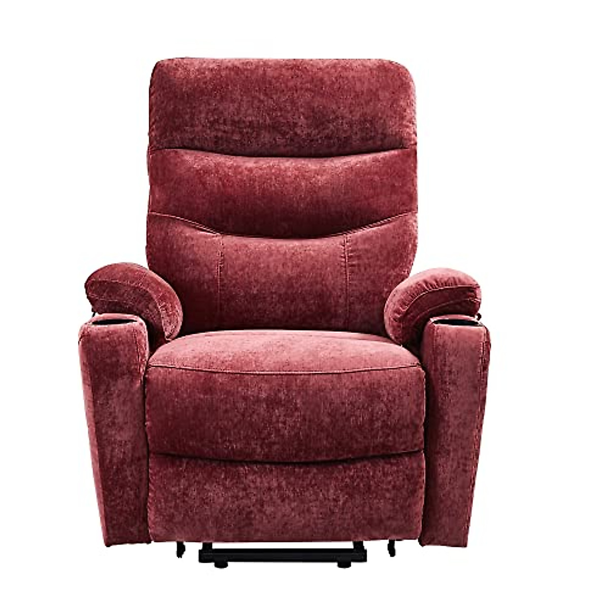 Electric Power Lift Recliner Chair, Vibration Massage Heated Chair for Elderly, Fabric Single Chair with 2 Side Pockets, Lounge Chair with 2 Cup Holders,1 USB Charge Port for Living Room Red
