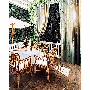BABE MAPS Outdoor Curtains for Patio Mysterious Forest Under The Sun Waterproof Privacy Outside Curtains Grommet Top Pergola Curtains for Porch Cabana Gazebo 2 Panels, 52 x 108 inch