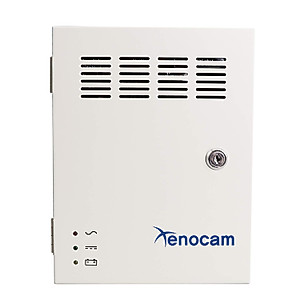 Xenocam 18 Channel 18 Way 12V 10Amp DC Metal Boxed Cabinet Regulated Power Supply Unit with Backup Battery Link for Burglar Alarms CCTV Cameras PTZ Access Control