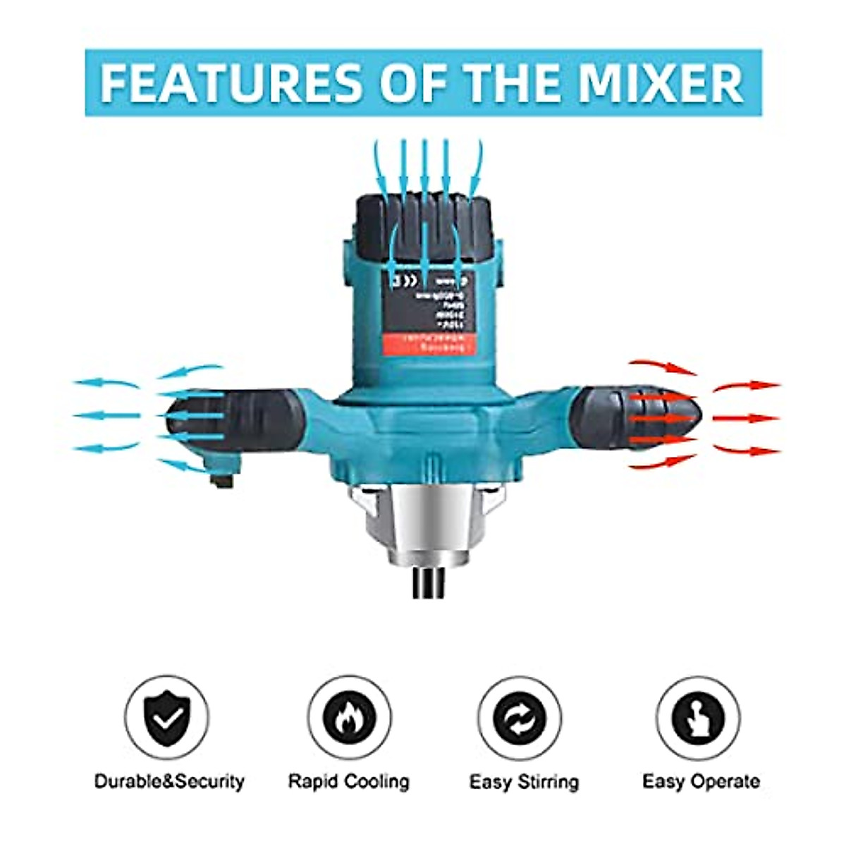 Maxgeen Concrete Mixer,2100W Portable Electric Mud Mixer for Mixing mortar,6 Speed Adjustable Paint Mixer, Handheld Cement Mixer with Gloves