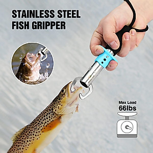 Mossy Oak 4pc Fishing Tool Kit - Pistol Grip Fishing Pliers, Fish Fillet Knife, Fishing Gripper, Line Snip, Fly Fishing Retractor with Retractable Lanyard