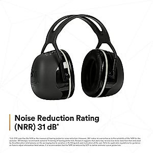 3M PELTOR X5A Over-the-Head Ear Muffs, Noise Protection, NRR 31 dB, Construction, Manufacturing, Maintenance, Automotive, Woodworking, Heavy Engineering, Mining, Black