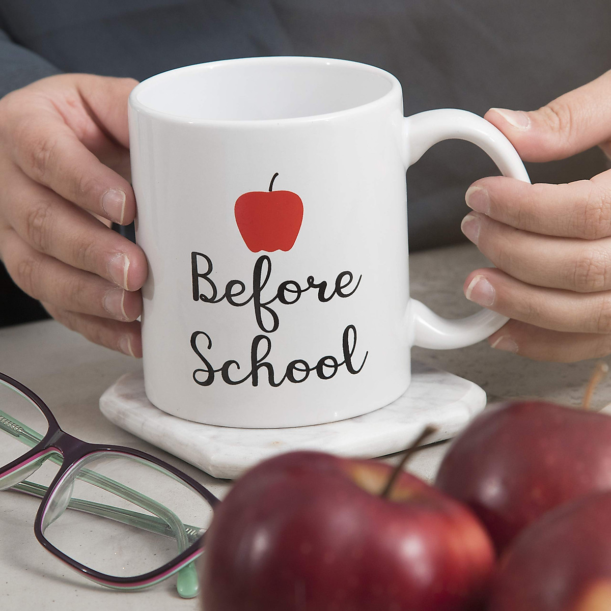 Funny Mugs, LOL Before School, After School Coffee Mug and Stemless Wine Glass Set - Gift for Teachers and Professors - 11 oz Coffee mug - 15 oz wine glass