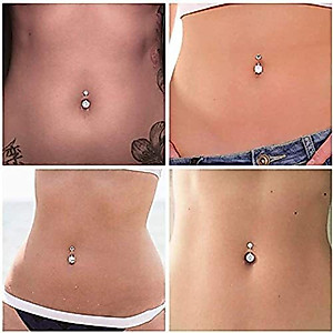 5 PCS 14G Stainless Steel Belly Button Rings for Women Girls, YEELONG 5 Style Silver Navel Piercing Body Piercing Jewelry