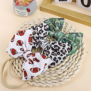 YanJie 3Pcs 4.5" Nylon Hairband for Baby Girls Newborn - Leopard Football Camo Printed Hair Accessories