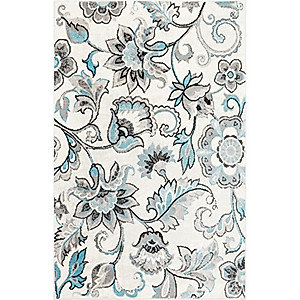Home Dynamix Boho Odesa Area Rug 7'9"x10'2", Ikat Ivory/Blue