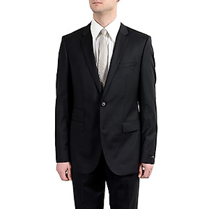 Hugo Boss "The King/Central_1" Men's 100% Wool Two Button Suit US 40L IT 50L Black