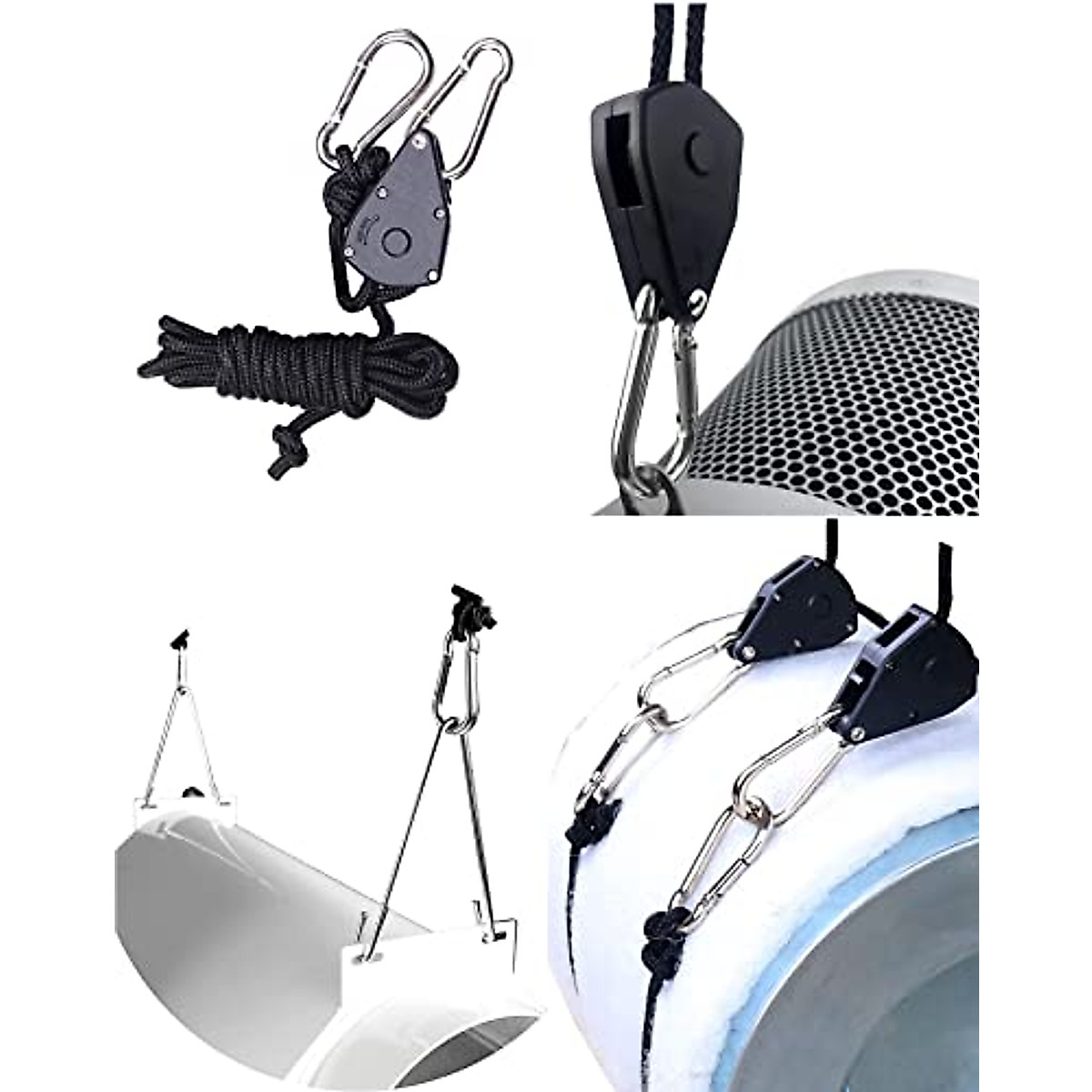 Green Hut 6 Pair of 1/8 inch Adjustable Rope Hanger Heavy Duty for Grow Light Rope Hangers Loose-Proof Design Light Fixture Hangers (12Pcs)