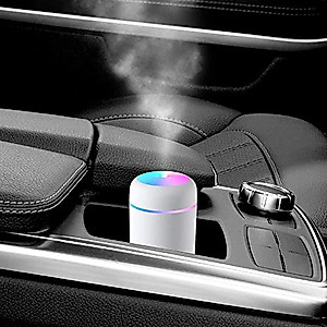 Colorful Cool Humidifier USB-Only 300ml Portable with 7 Colors 2 Fog Mode Ultra Quiet Suitable for Home Car Bedroom Office and Travel (Gray)
