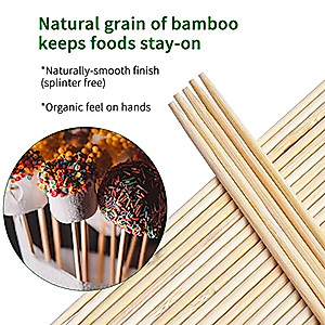 Natural Bamboo Skewers 6 Inch, Kids Friendly/True Semi Pointed, For Fruit Kabobs Kebab Swizzle Appetizer Chocolate Fountain Fondue BBQ, Wooden Sticks For Cake Pop, Lollipop, Size Choices 4.3”,8”,10”